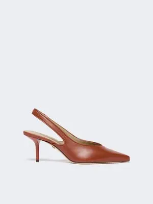 Max Mara Nappa Leather Slingbacks - Rust