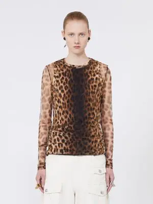Max Mara Animal-print Bi-material Top
