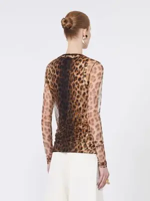 Max Mara Animal-print Bi-material Top