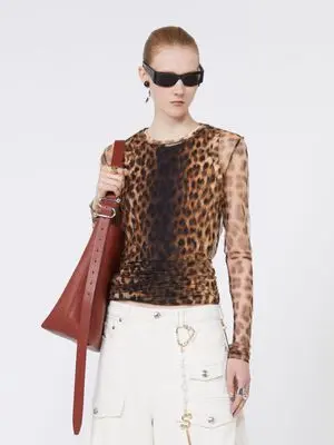 Max Mara Animal-print Bi-material Top