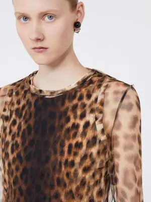 Max Mara Animal-print Bi-material Top