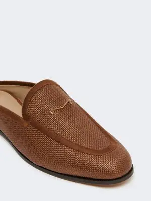 Max Mara Raffia-effect Canvas Mules