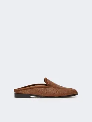 Max Mara Raffia-effect Canvas Mules