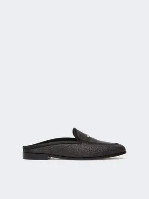 Max Mara Raffia-effect Canvas Mules - Black