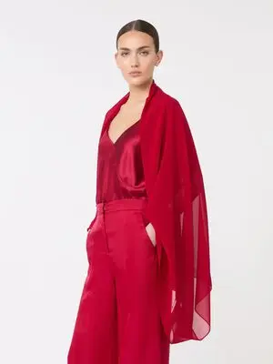 Max Mara Silk Georgette Stole - Geranium