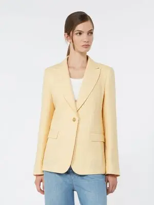 Max Mara Linen Canvas Blazer - Light Yellow