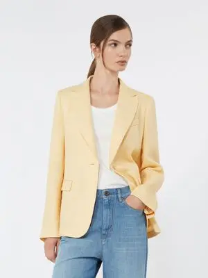 Max Mara Linen Canvas Blazer - Light Yellow