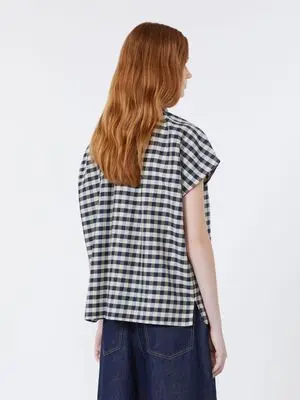 Max Mara Cotton And Ramie Batavia Shirt - Navy