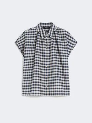 Max Mara Cotton And Ramie Batavia Shirt - Navy