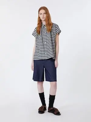 Max Mara Cotton And Ramie Batavia Shirt - Navy