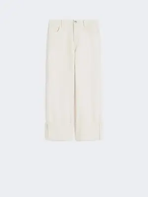 Max Mara Cotton Bull Trousers With Turn-ups - Ecru