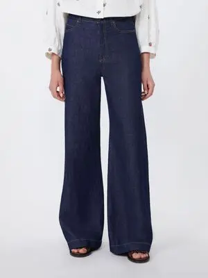 Max Mara Linen And Cotton Denim Flare Jeans