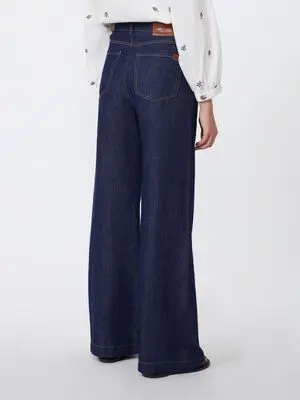 Max Mara Linen And Cotton Denim Flare Jeans