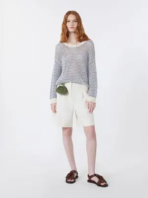 Max Mara Cotton And Linen Canvas Bermuda Shorts - Ecru