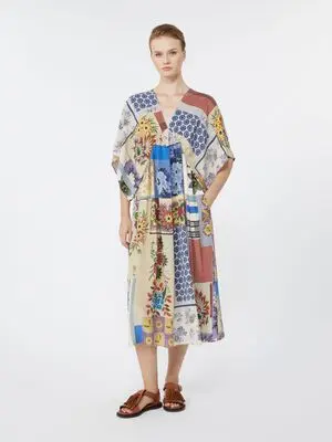 Max Mara Printed Silk Crêpe De Chine Midi Dress - Multicolour