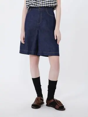 Max Mara Cotton And Linen Denim Bermuda Shorts - Navy