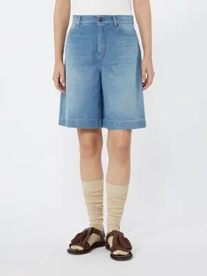 Max Mara Cotton And Linen Denim Bermuda Shorts