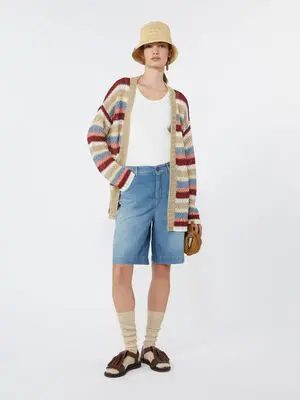 Max Mara Cotton And Linen Denim Bermuda Shorts