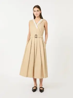 Max Mara Water-repellent Gabardine Midi Dress - Beige