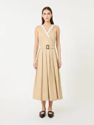 Max Mara Water-repellent Gabardine Midi Dress - Beige