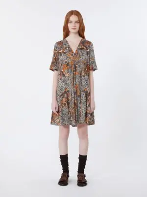 Max Mara Printed Cotton Jersey Kaftan Dress