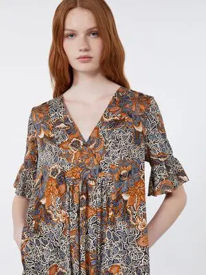 Max Mara Printed Cotton Jersey Kaftan Dress