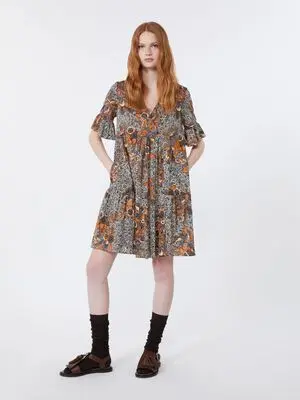 Max Mara Printed Cotton Jersey Kaftan Dress