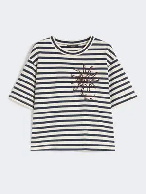 Max Mara Printed Cotton Jersey T-shirt - Navy