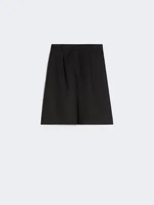Max Mara Long Linen Canvas Bermuda Shorts - Black