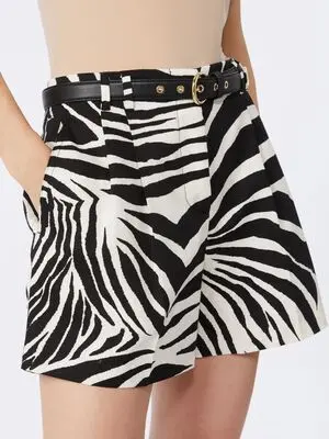 Max Mara Printed Cotton And Linen Shorts