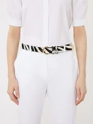 Max Mara Pony Hair-look Leather Waist Belt - White