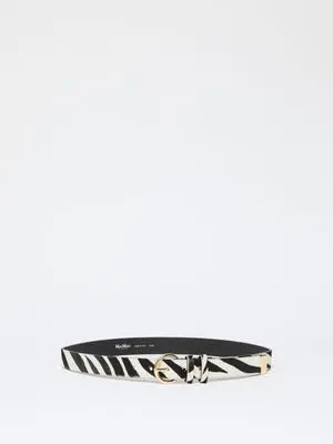 Max Mara Pony Hair-look Leather Waist Belt - White