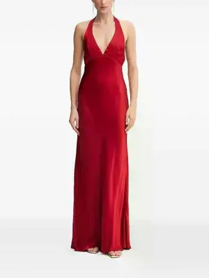 Bardot Magdalene Halter Neck Maxi Dress - Red
