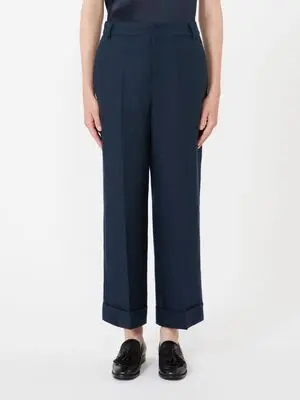 Max Mara Linen Basketweave Straight Trousers