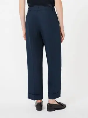 Max Mara Linen Basketweave Straight Trousers