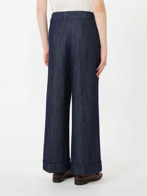 Max Mara Cotton And Linen Denim Trousers - Midnightblue