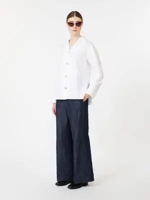 Max Mara Cotton And Linen Denim Trousers - Midnightblue