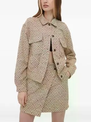 SAMSOE SAMSOE Patterned Buttoned Jacket - Brown