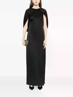 Amsale Column Cape Maxi Dress - Black