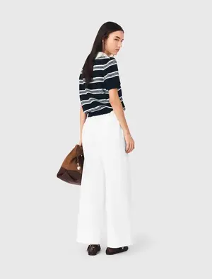 Maje Cotton Wide-leg Trousers