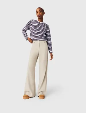 Maje Wide-leg Suit Trousers In Viscose With Marl Effect