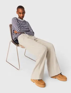 Maje Wide-leg Suit Trousers In Viscose With Marl Effect