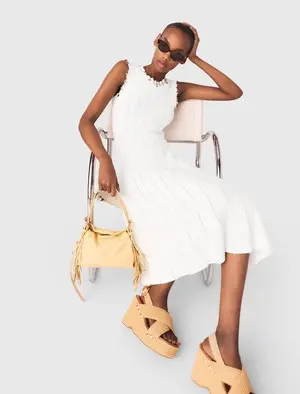 Maje Knit Dress With Gold Embellishments