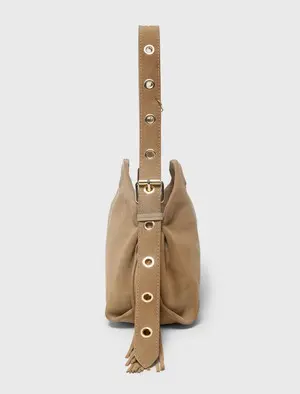 Maje Leather Suede Miss M Bag - Cappucino