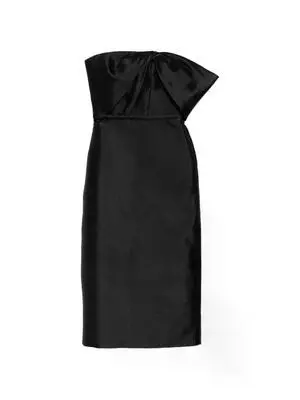 Amsale Bow Midi Cocktail Dress - Black
