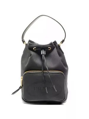 Prada 2010s Logo-detail Bucket Bag - Black
