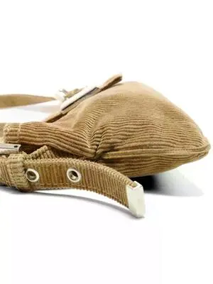 Fendi 1990-2000 Logo-detail Corduroy Shoulder Bag