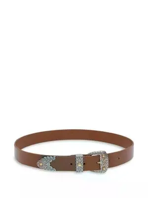 Pinko Metallic-buckle Leather Belt - Brown