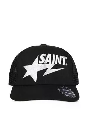 SAINT MXXXXXX Logo Embroidered Cap - Black