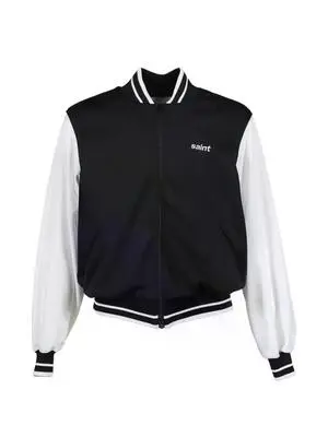 SAINT MXXXXXX Rib-knit Baseball Jacket - Black